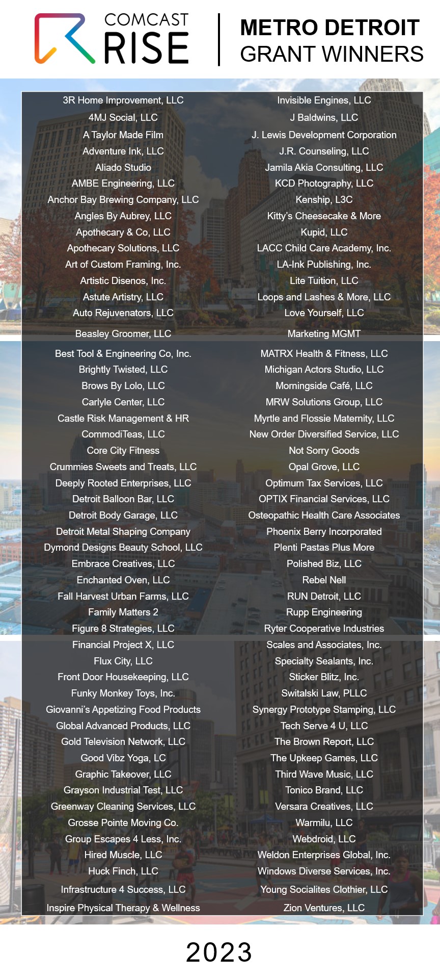 Comcast RISE Awards 100 Metro Detroit Businesses with Comprehensive ...